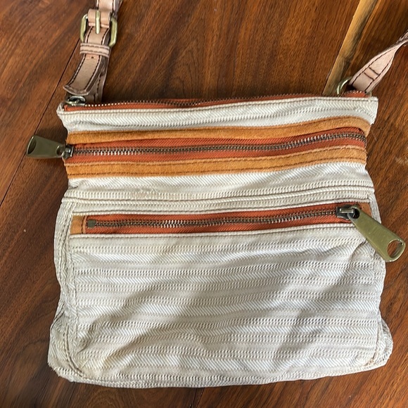 Fossil | Bags | Fossil Crossbody Bag Purse Tan With Burnt Orange ...